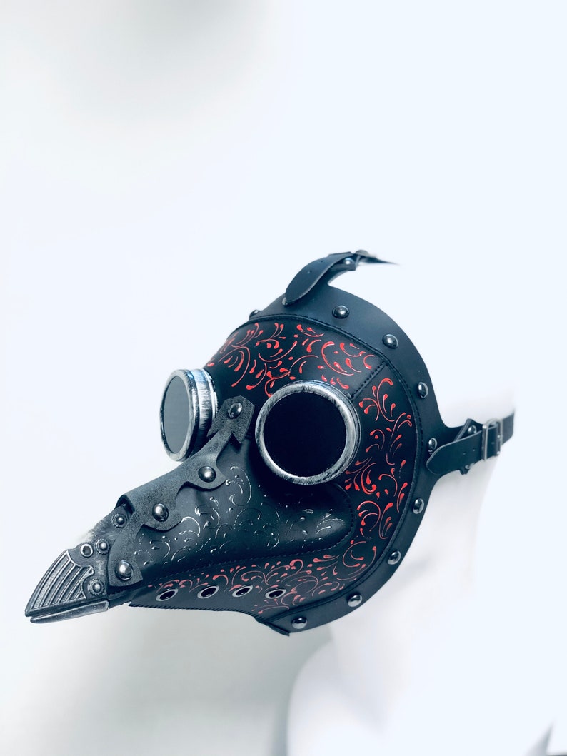 Black Red Plague Doctor Mask PU Leather Plague Mask Bird Mask - Etsy