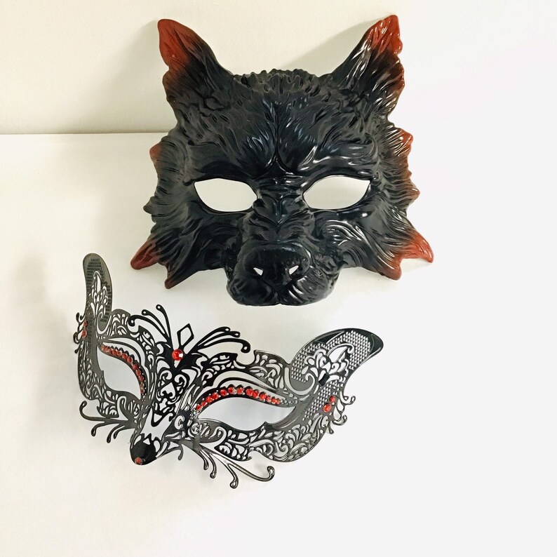 Masquerade masks wolf mask fox mask His & Hers Animal masks | Etsy