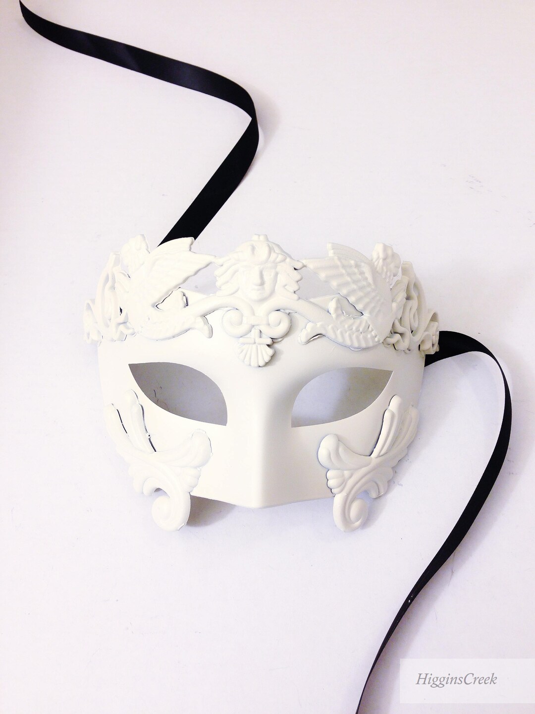 White Roman Mens Masquerade Masks, White Wedding Masquerade Masks for ...