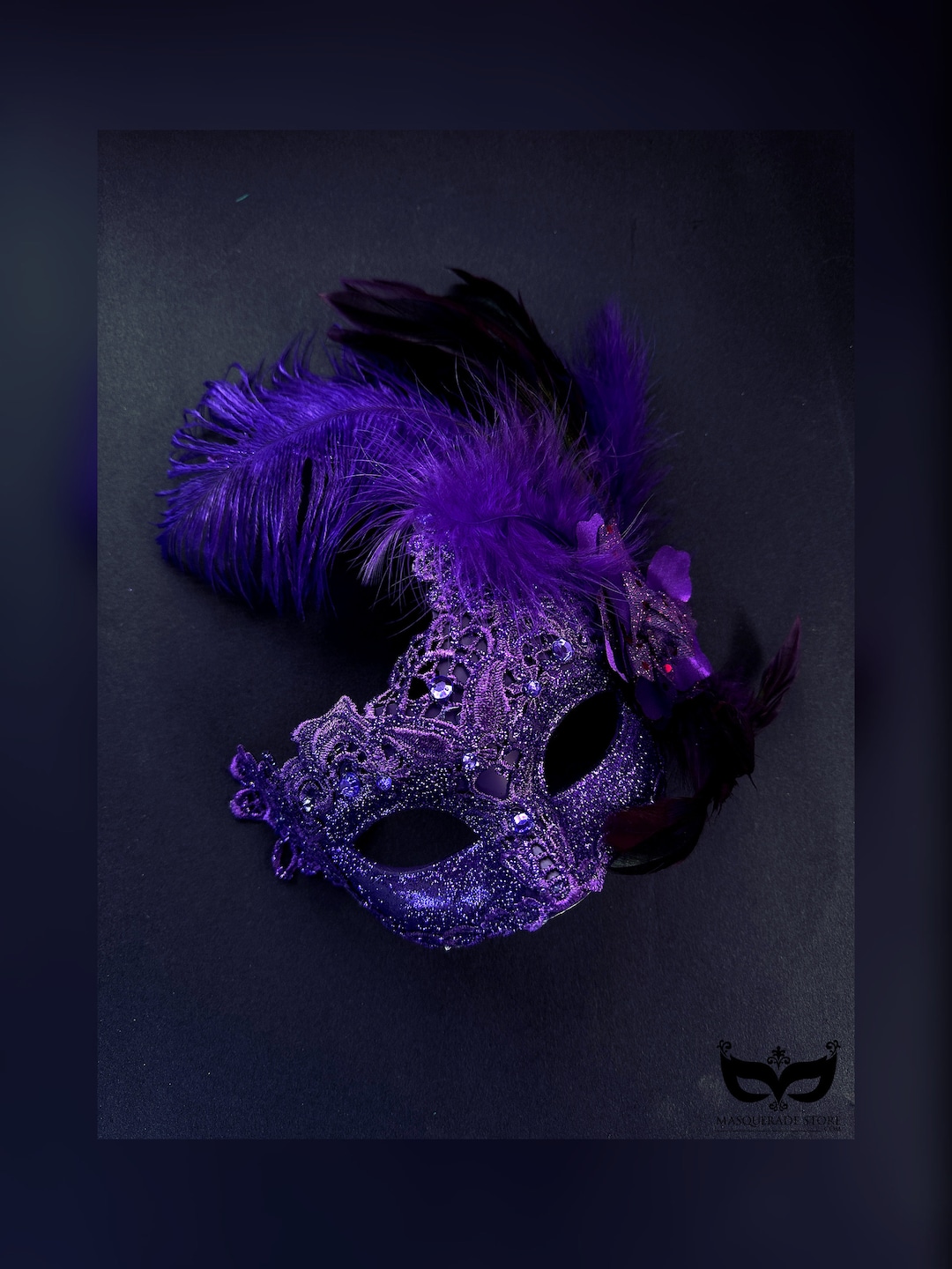 Purple Carnival Masquerade Mask, Feather Mask, Womens Masquerade Mask ...
