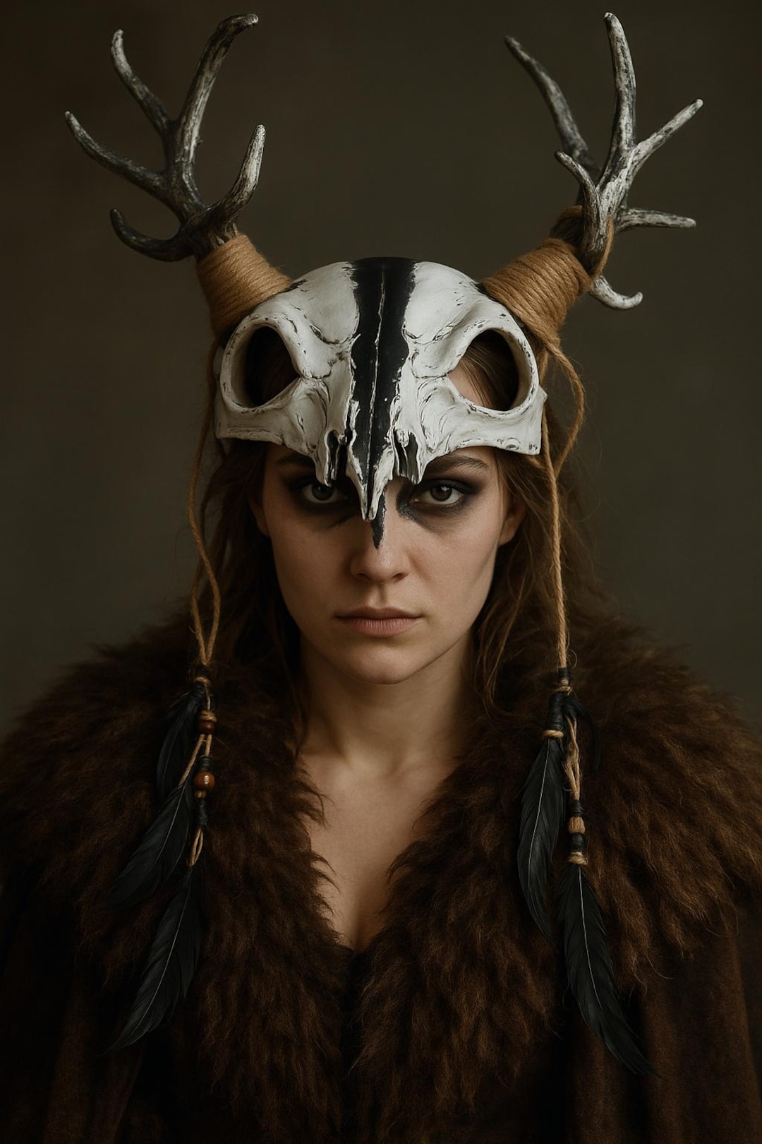 Viking Headdress Deer Antler Wendigo Headpiece Shaman Ancestral Headpiece Ritual Horn Warlock ...