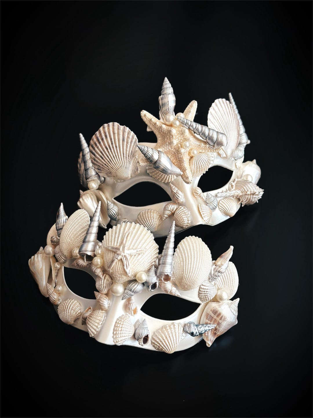 Ocean King & Queen Mermaid Shell Masquerade Mask in Ivory - Etsy