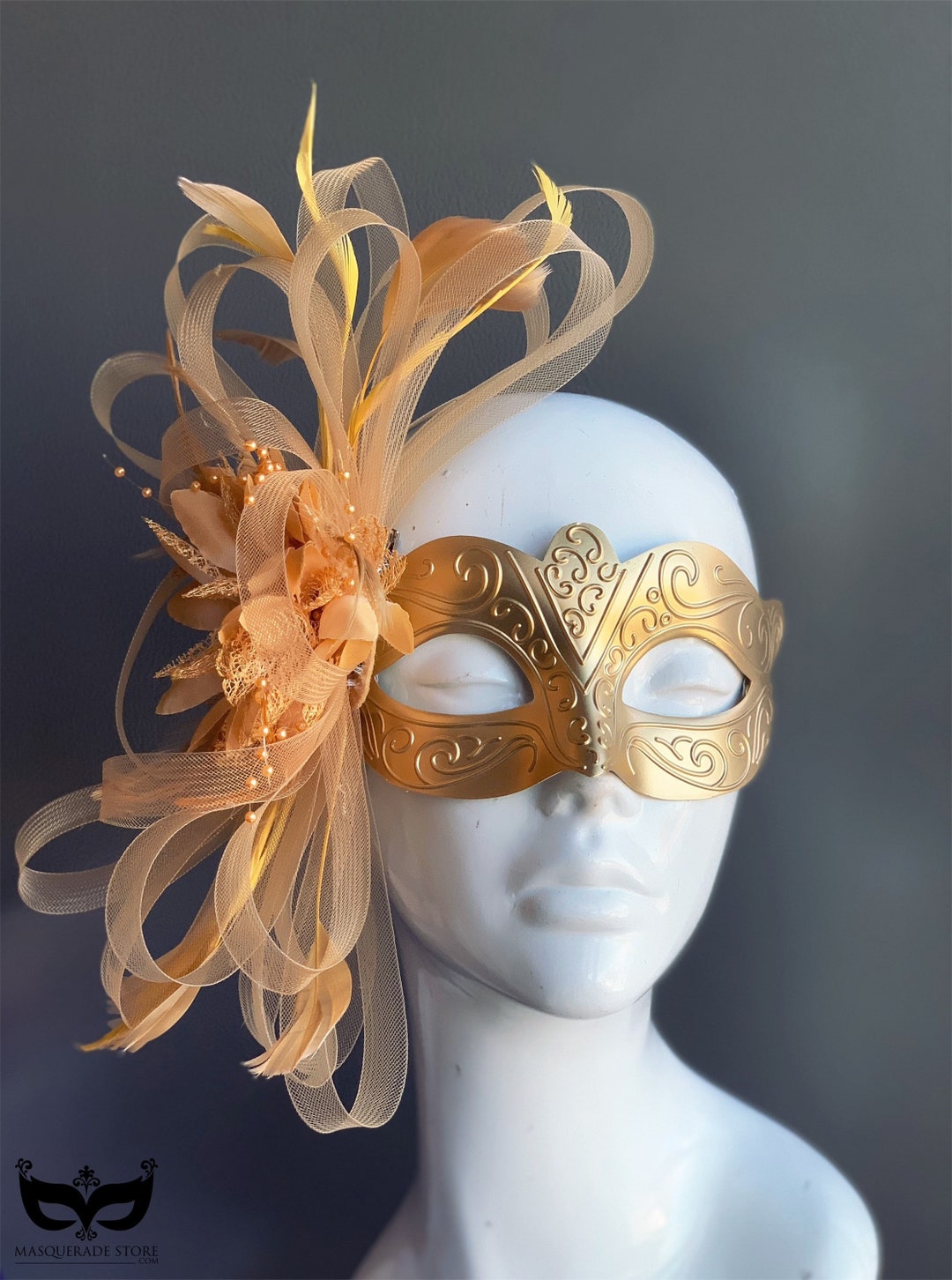 Gold Venetian Mask Woman Masquerade Mask Gold Prom Mask - Etsy