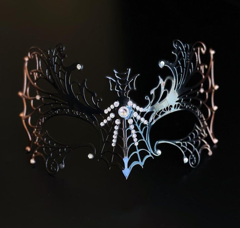 Black Copper Couples Masquerade Mask Set, Gothic Venetian Mask Pair ...