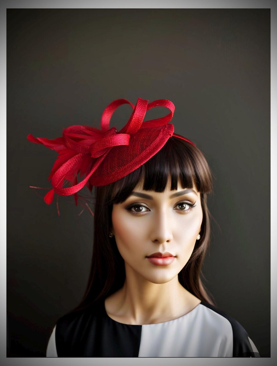 Red Tea Party Hats Fascinator Hat Derby Hat Feather Accented Hat Church ...