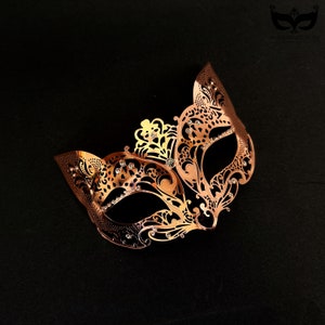Gold Womens Fox Masquerade Mask, Fox Costume Mask, Halloween Costume ...