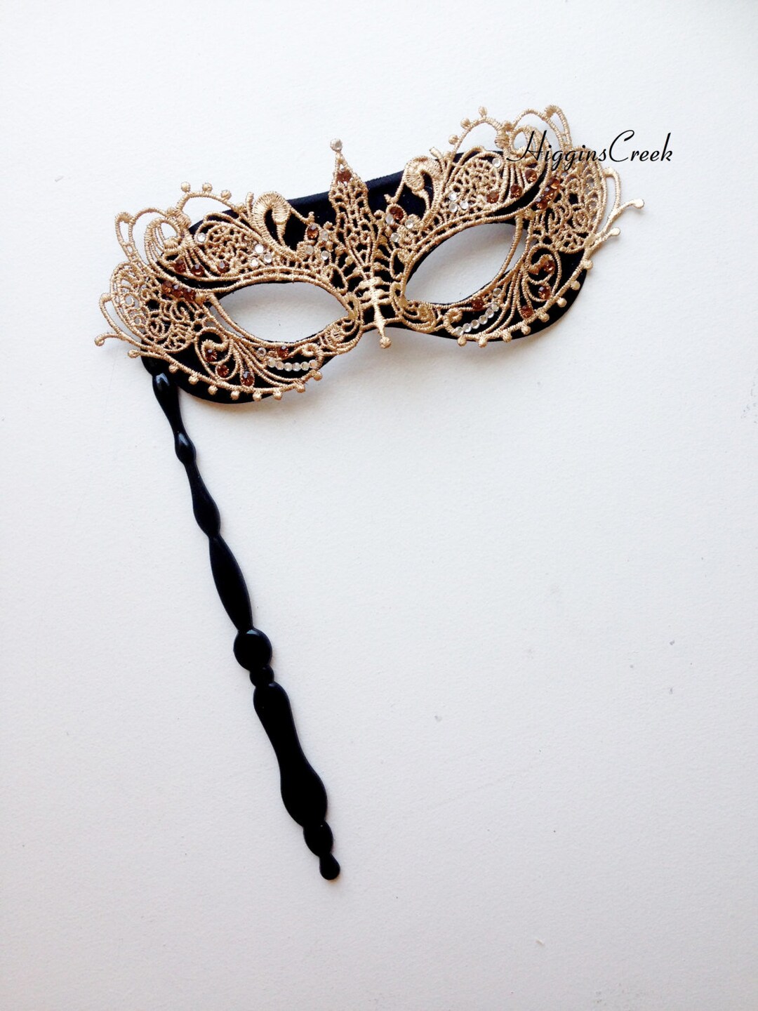 Handheld Masquerade Mask, Stick Mask Women, Black Mask on Stick Simple ...