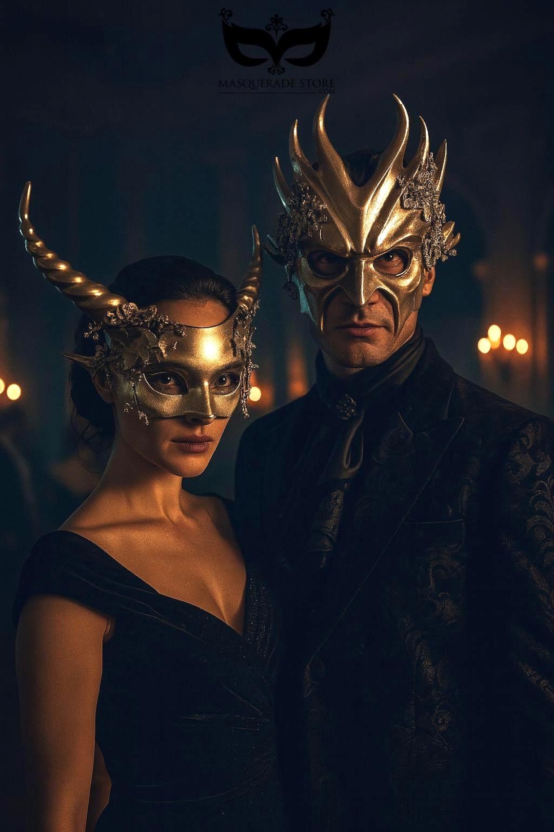 Fantasy Horned Couples Masquerade Mask Set in Metallic Finish - Etsy