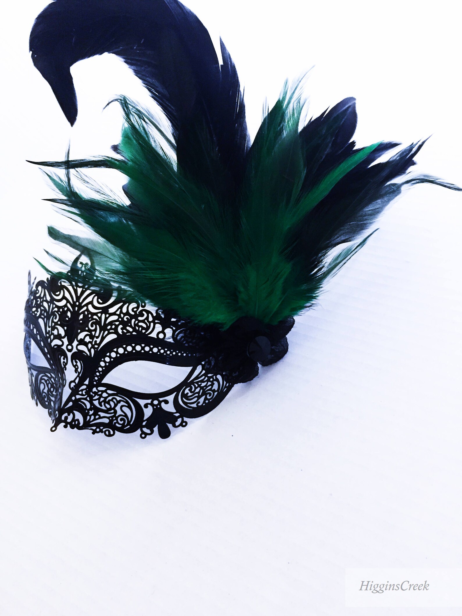 Emerald Green Masquerade Mask Women Feather Mask, Green Mardi Gras ...