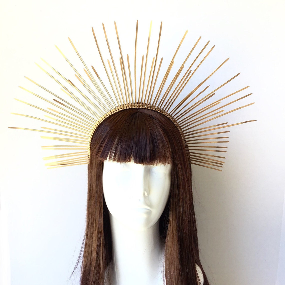 Sunburst Crown L Zip Tie Saint Headpiece L Gold Spiked Halo Headdress L ...