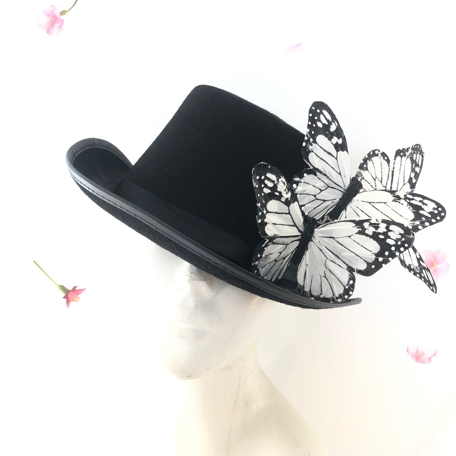 Butterfly Top Hat Black Steampunk Hat With Butterflies | Etsy