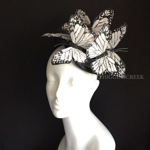 Butterfly Headpiece, White Monarch Butterfly Theme, Derby Fascinator ...