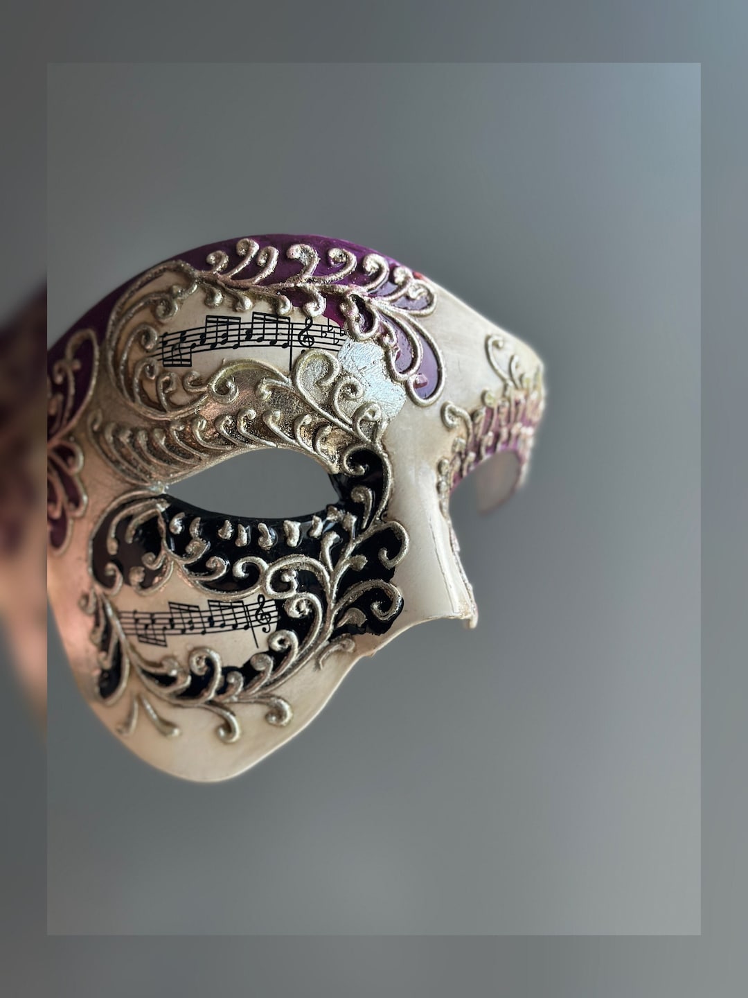 Purple Venetian Masquerade Mask, Mens Mask, Half Face Mask, Phantom ...