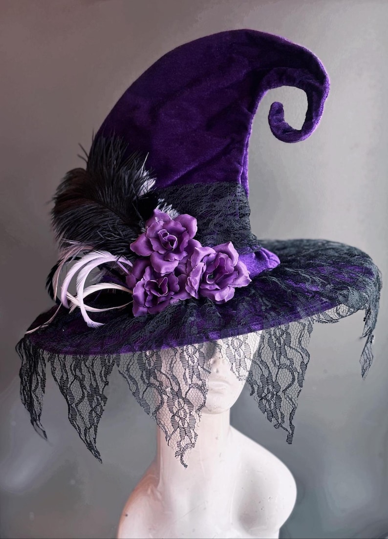 Black Witch Hat Halloween Witchcraft Hat Wizard Hat Sorcerer Hat ...