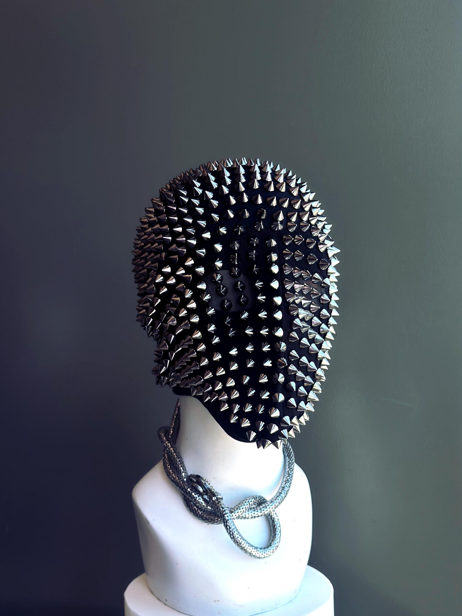 Gold Spike Full Face Mask Snake Jeweled Over the Head Mask Black ...