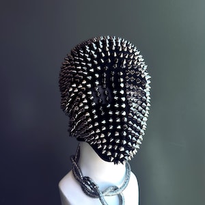 Gold Spike Full Face Mask Snake Jeweled Over the Head Mask Black ...