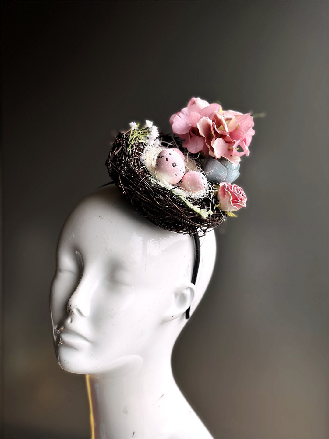 Easter Basket Womens Hat - Pink Flower Headband - Easter Eggs - Hair ...