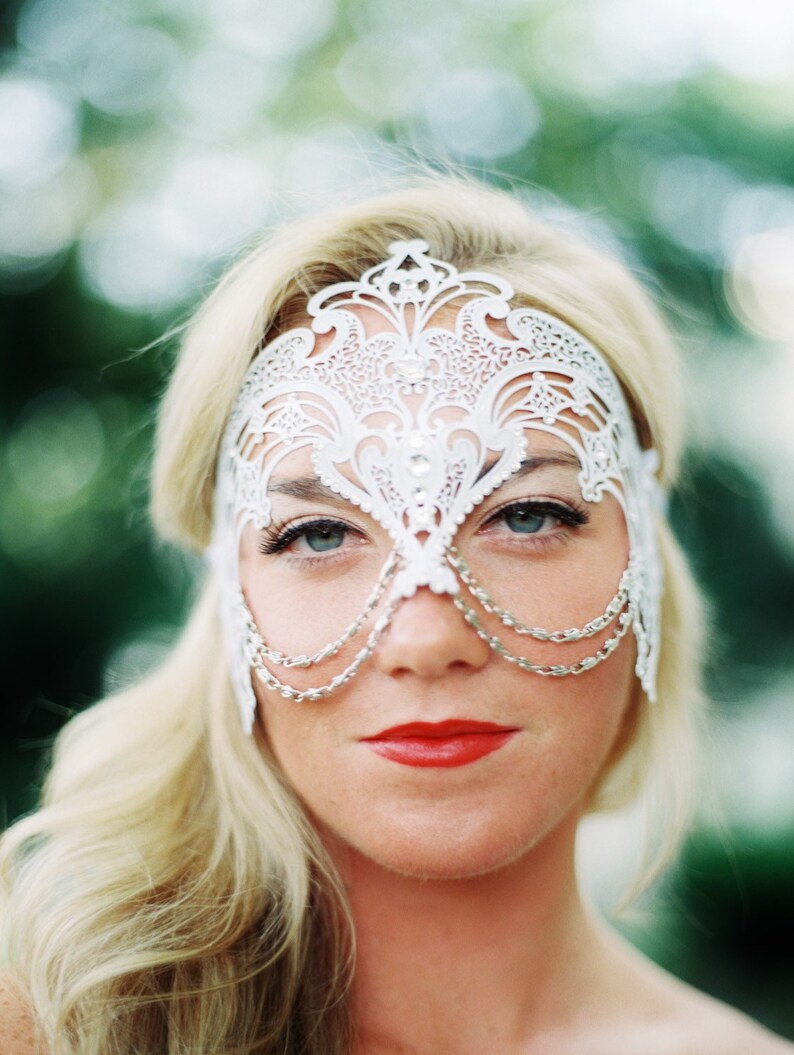 Gold Goddess Masquerade Mask with Chains Venetian Metal Mask | Etsy