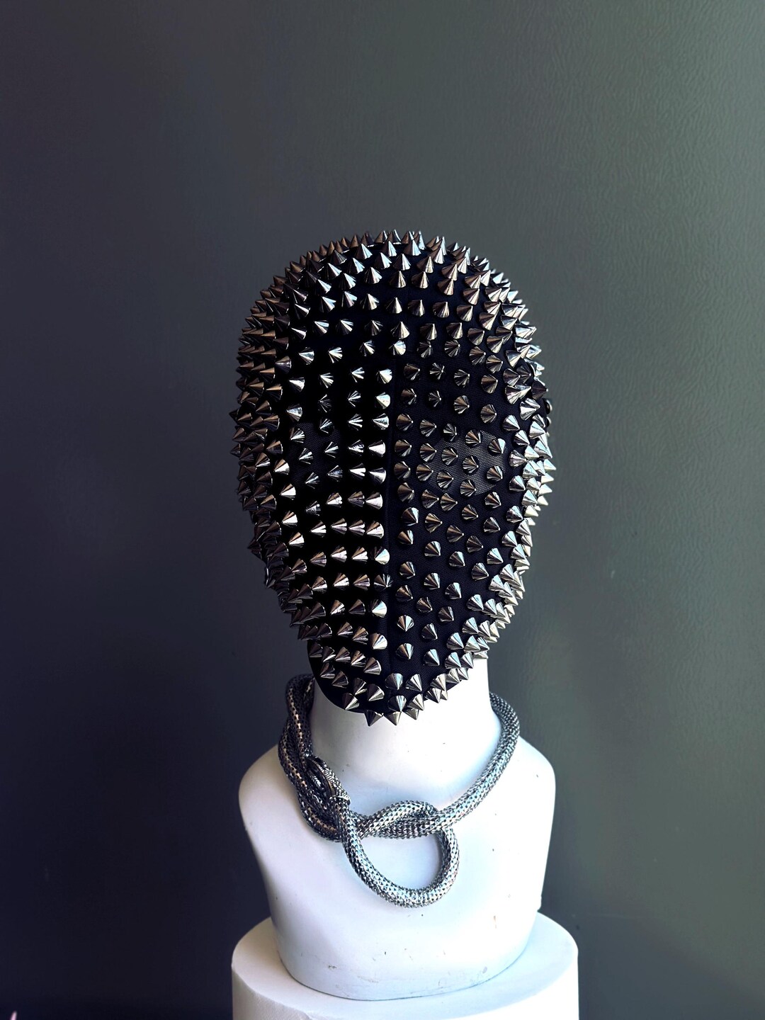 Gold Spike Full Face Mask Snake Jeweled Over the Head Mask Black ...