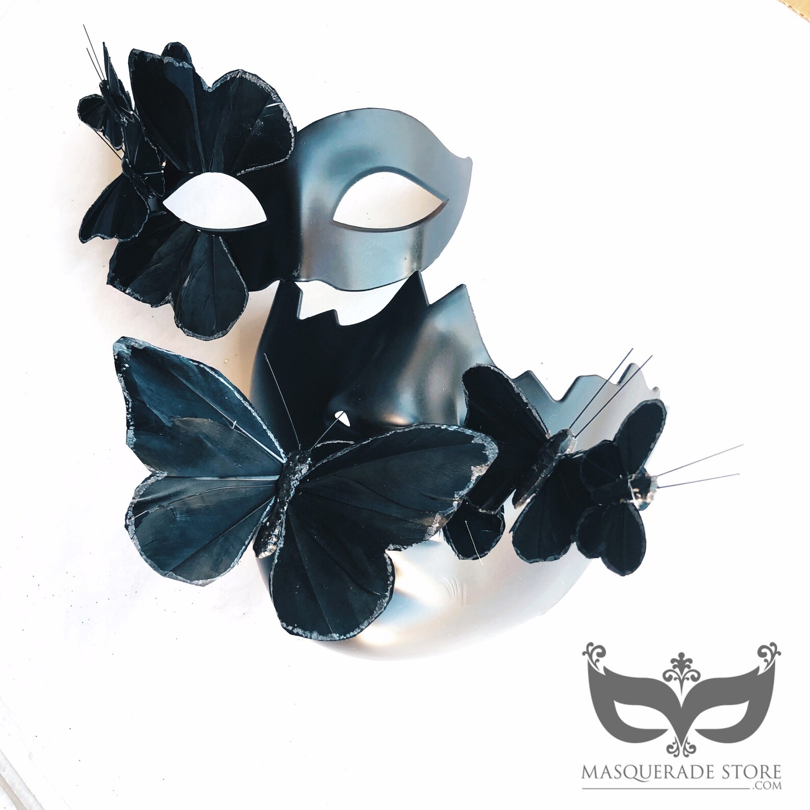 Enigmatic Masquerade Mask Women Black Butterfly Eye Mask - Etsy