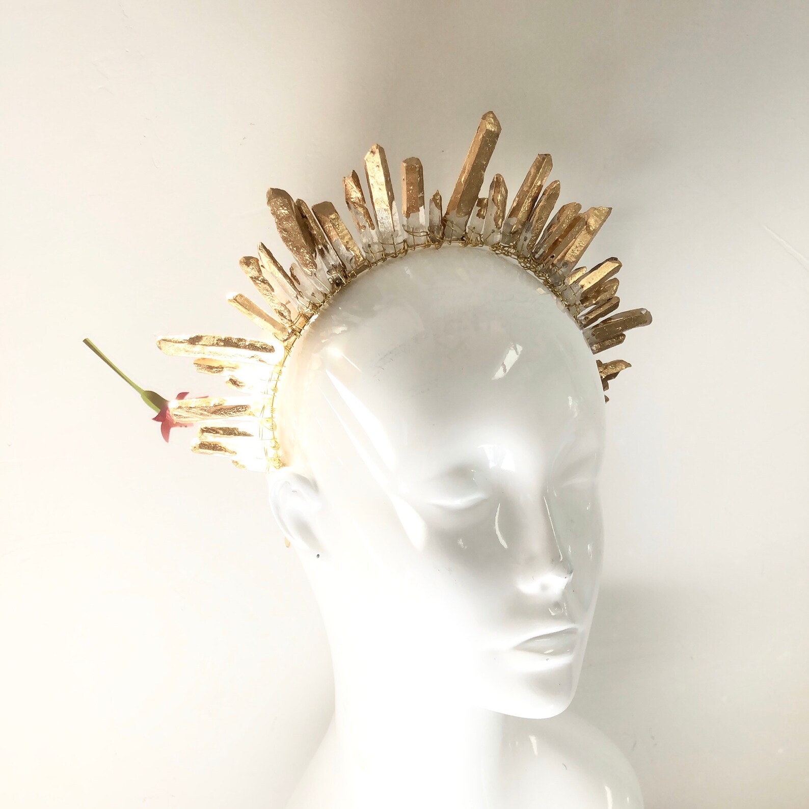 Bridal Crystal Quartz Crown Tiara, Ethereal Rock Crystal Crown, Bridal ...
