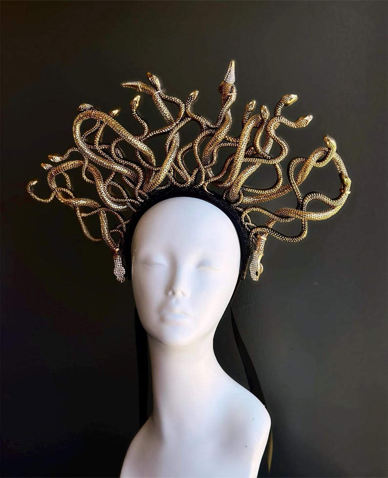Serpent Queen Headdress MEDUSA Costume Snake Headpiece Halloween 2025 ...