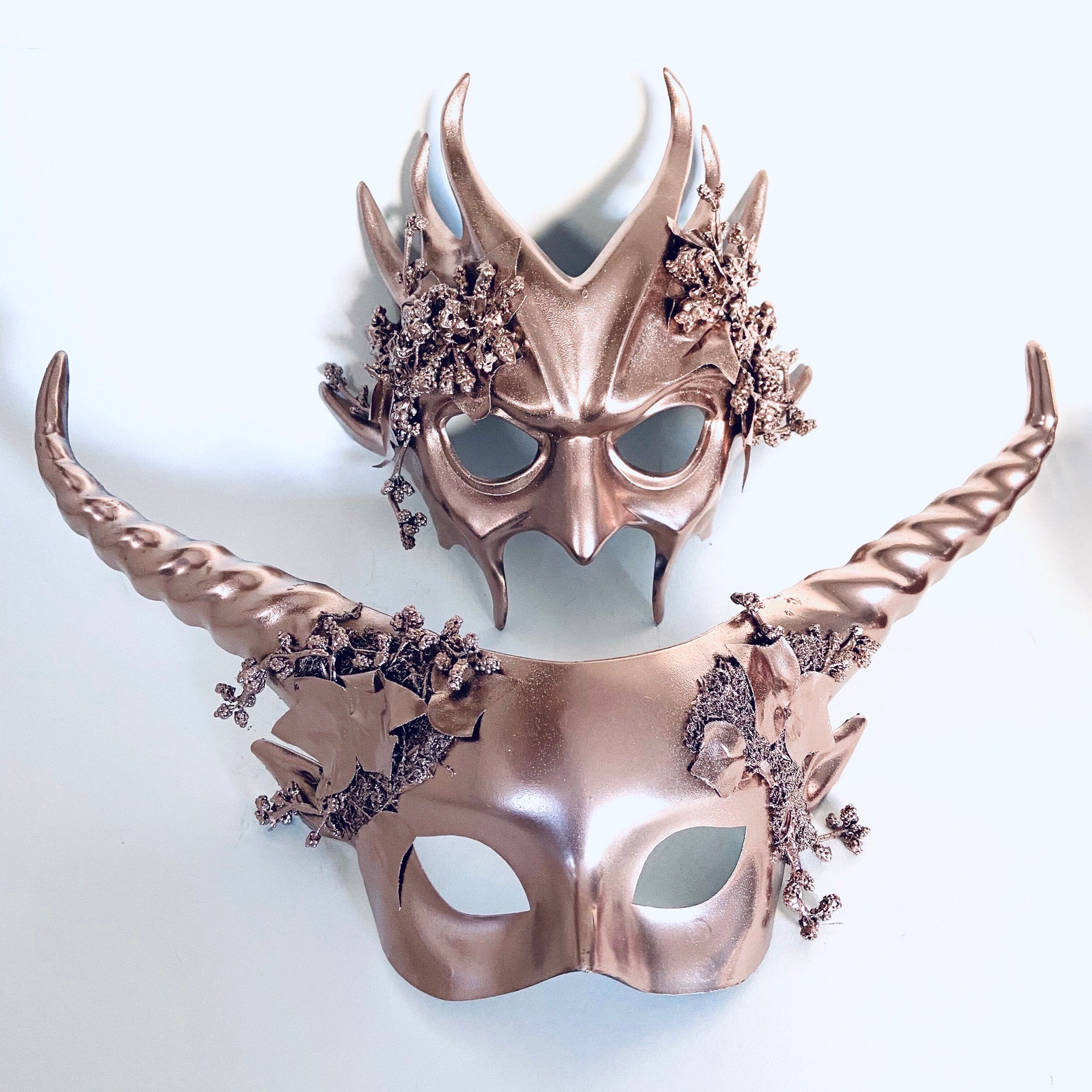 White Masquerade Mask Woman Horn Mask Winter Dryad Costume - Etsy