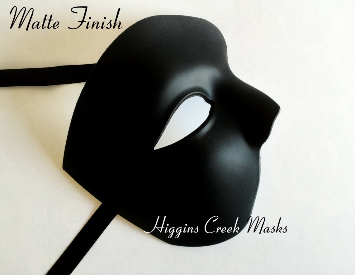 Black Mens DIY Masquerade Mask Half Face Phantom of the Opera | Etsy