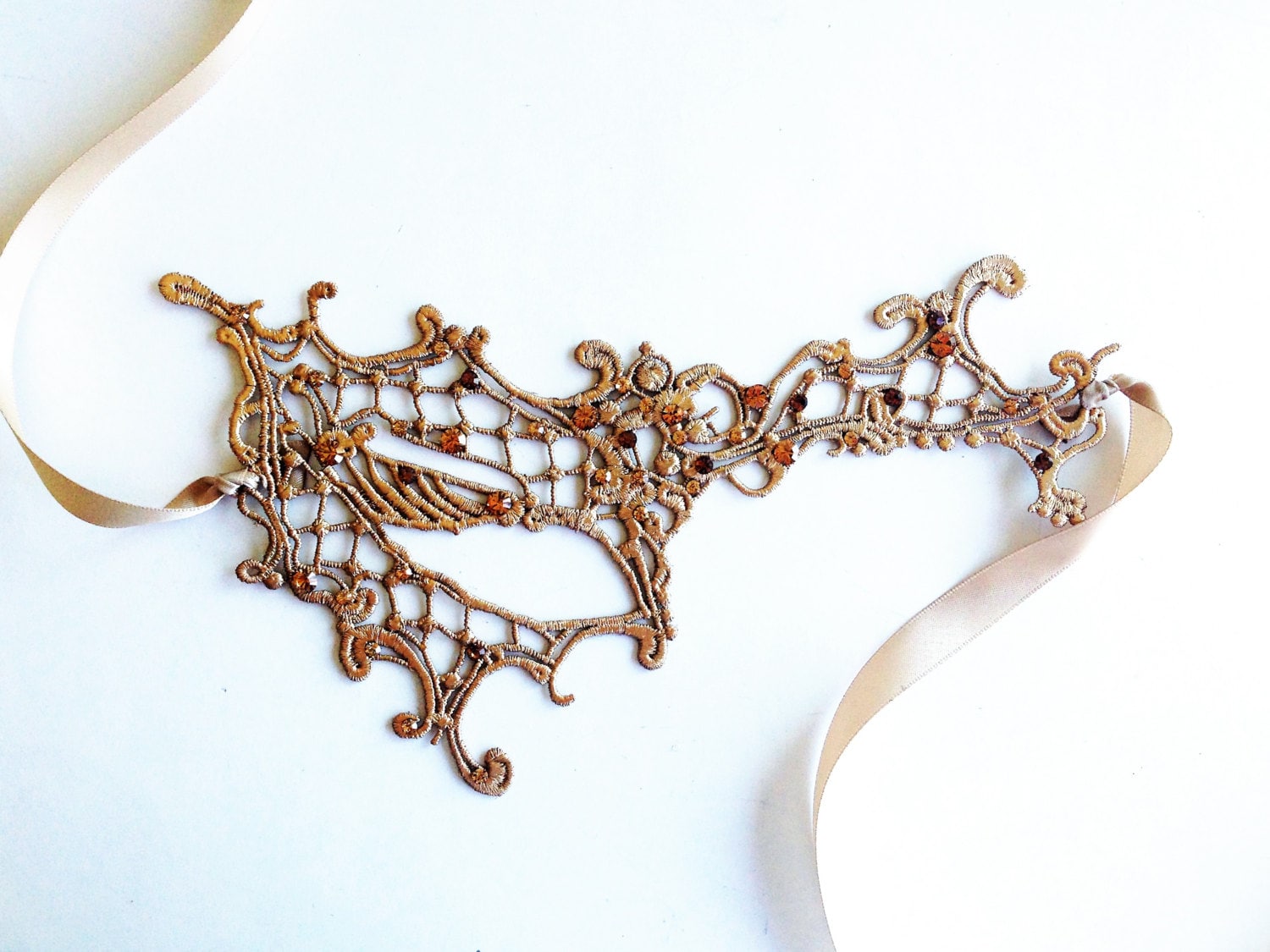 Womens Masquerade Masks Gold Lace Mask With Topaz Rhinestones | Etsy