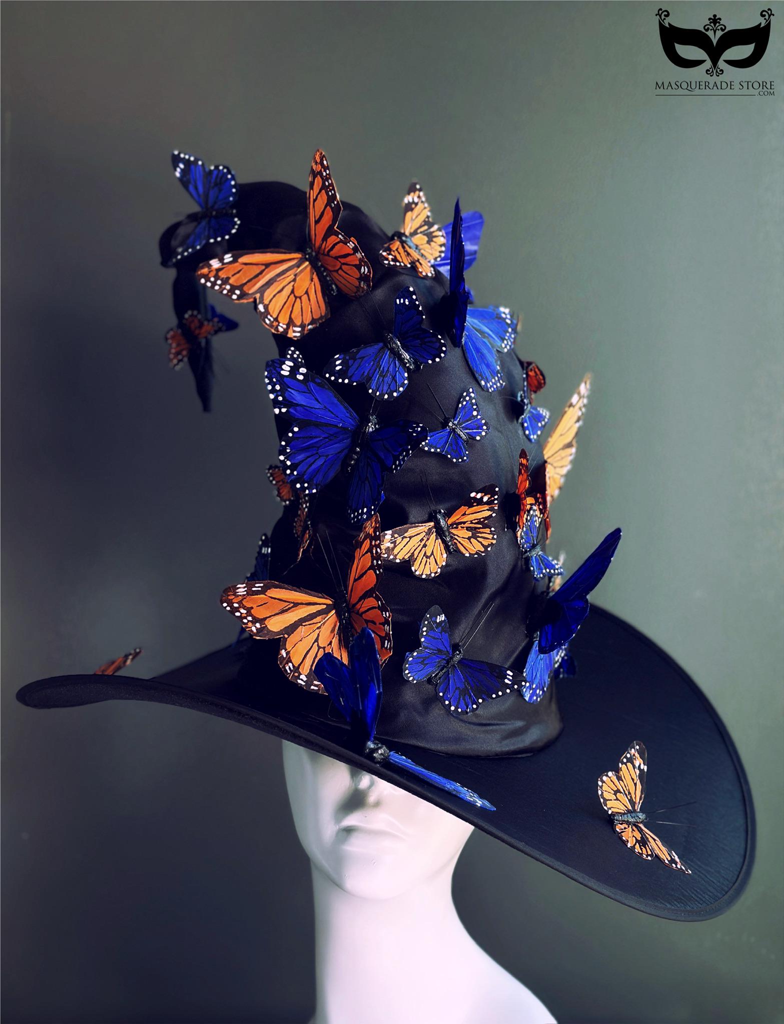 Butterfly Witch Hat With Blue and Orange Monarch Accents, Halloween ...