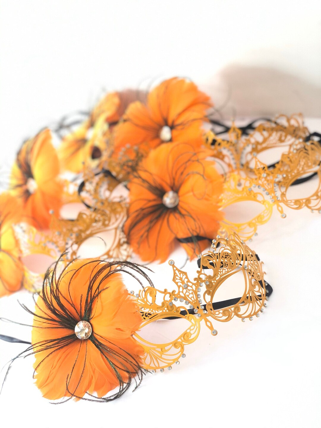 Masquerade Mask for Women Yellow Orange Masquerade Women - Etsy