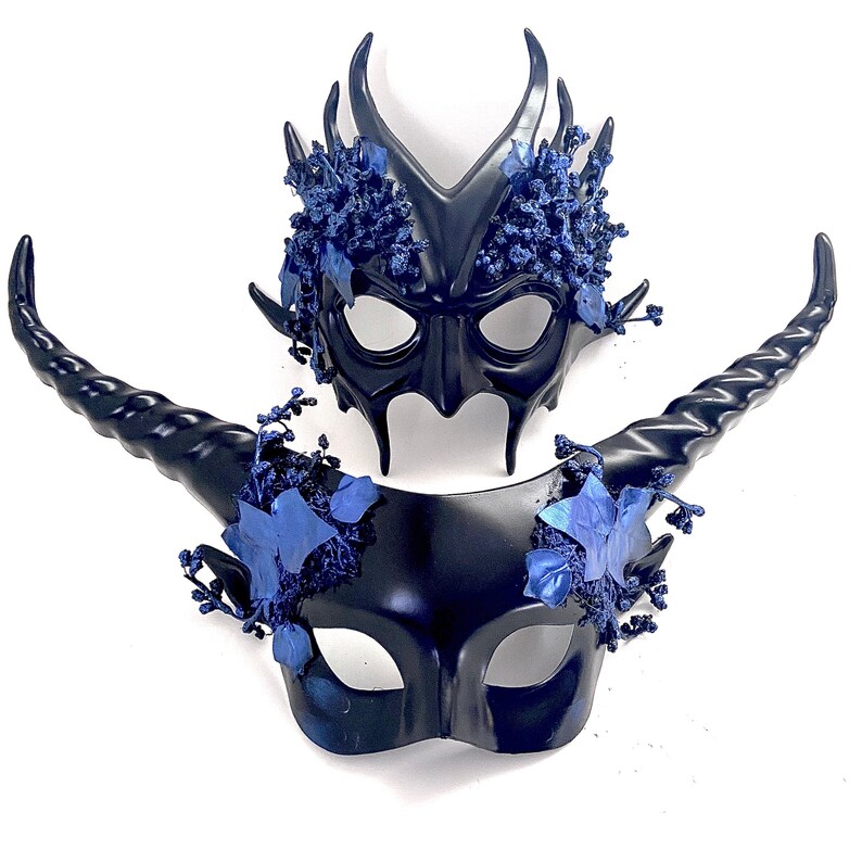 Mythical Forest Creature Horned Masquerade Mask Set - Etsy