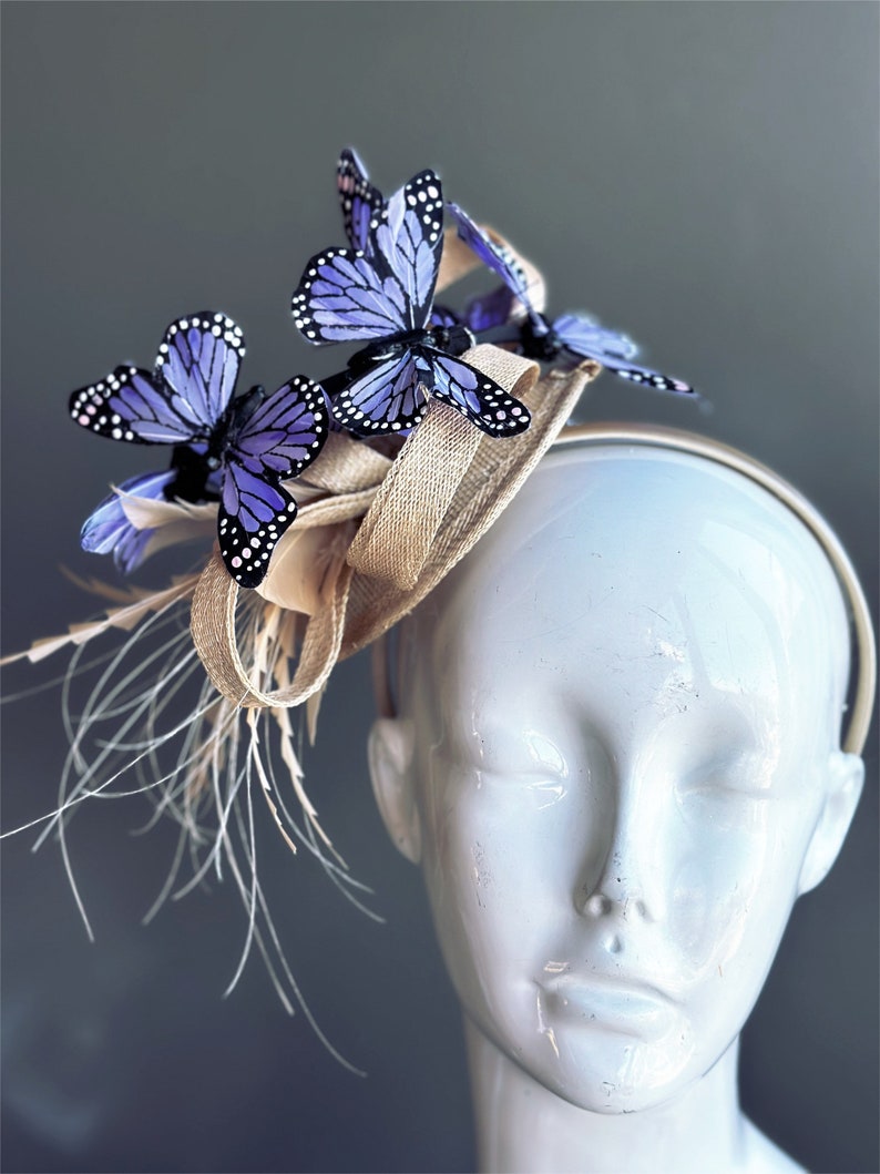Blue Purple Butterfly Fascinator Hat Kentucky Derby Hat Tea - Etsy