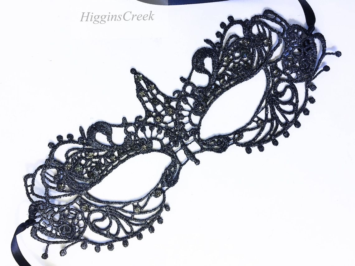 Masquerade Lace Mask Black Shimmer Lace Mask With Black - Etsy