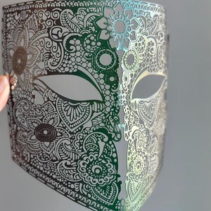 Red and Black Two Tone Full Face Mens Masquerade Mask Halloween Mask ...