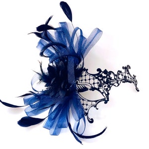 Lace Masquerade Mask, Feather Accents, Opera Ball Mask - Etsy