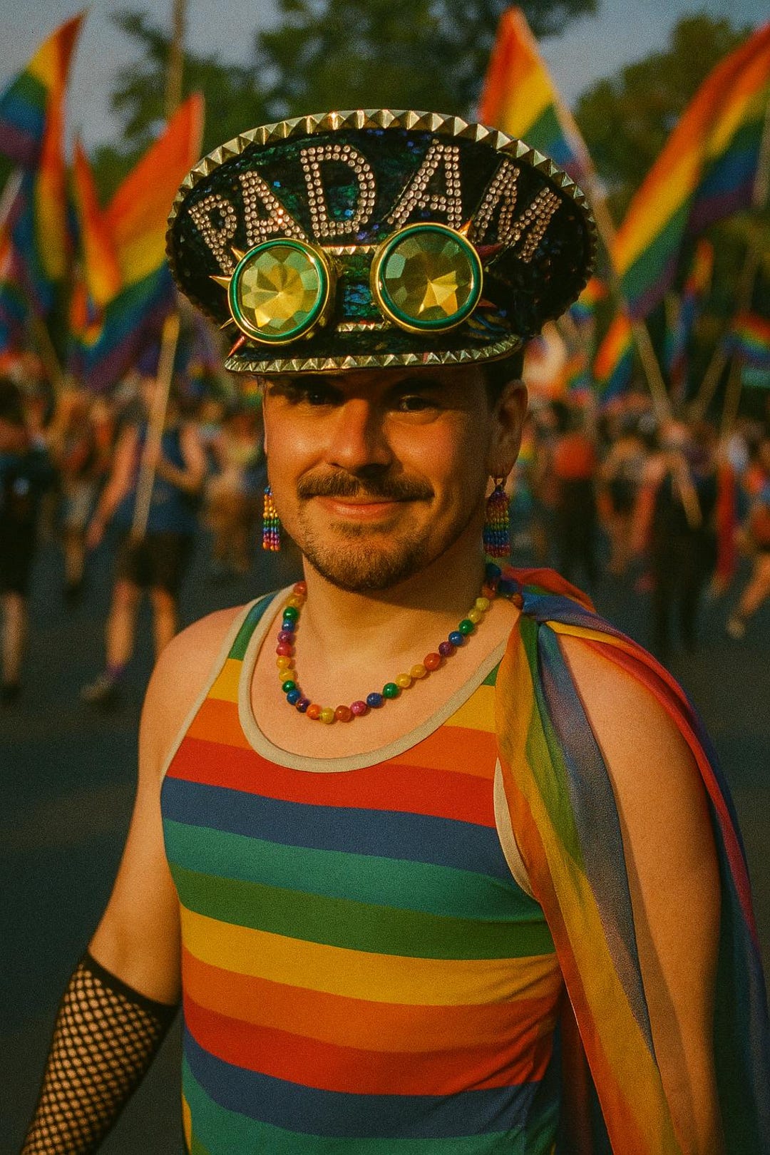 Pride Hat PADAM Rainbow Hat LGBTQ Sequin Captain Hat Gay Pride Festival ...