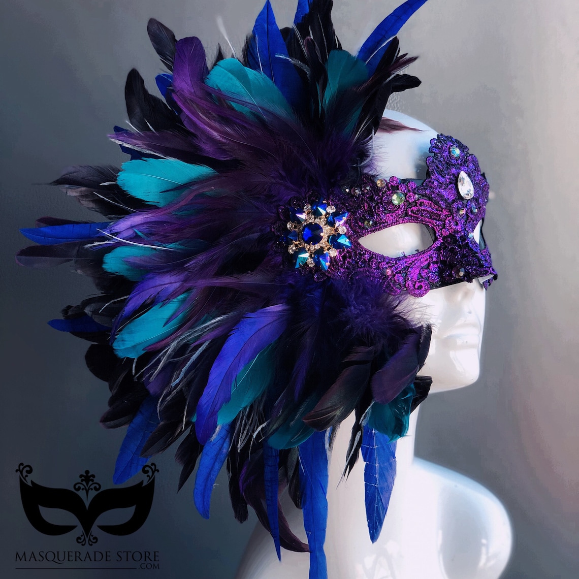 Stunning Masquerade Mask Purple Turquoise Mask Unique Mix Teal - Etsy