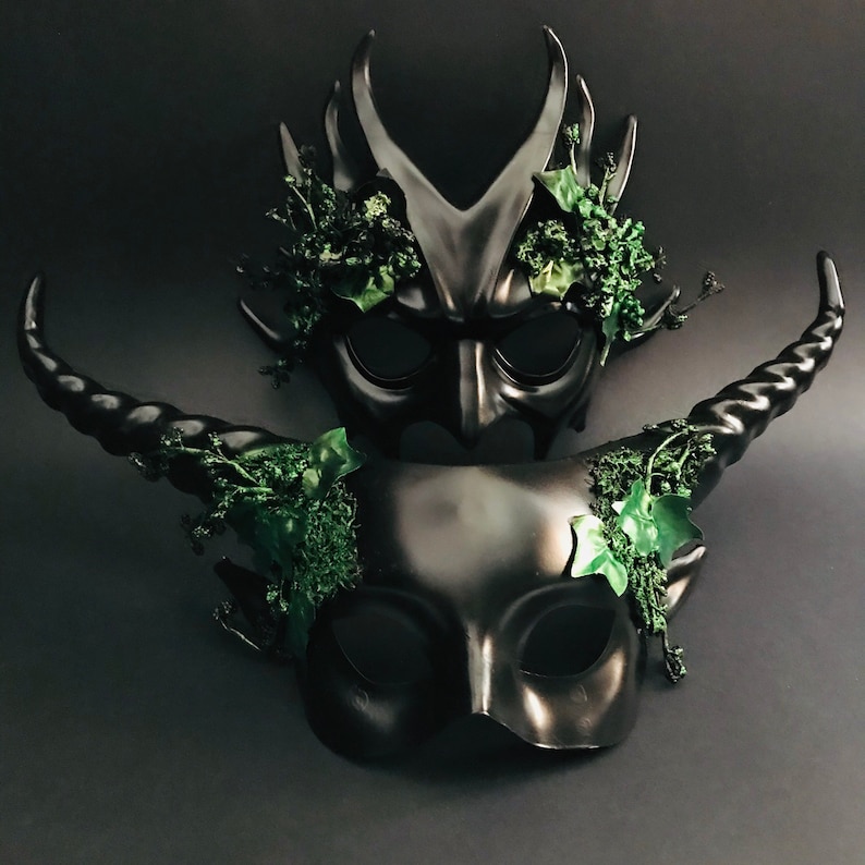 Black Goblin Horned Gothic Couples Masquerade Mask - Etsy