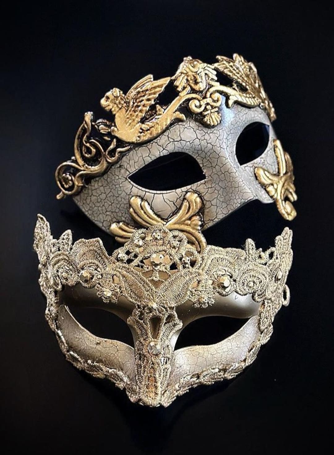 Gold Couples Masquerade Mask Set, Gold Gladiator Mask, Masquerade Ball ...