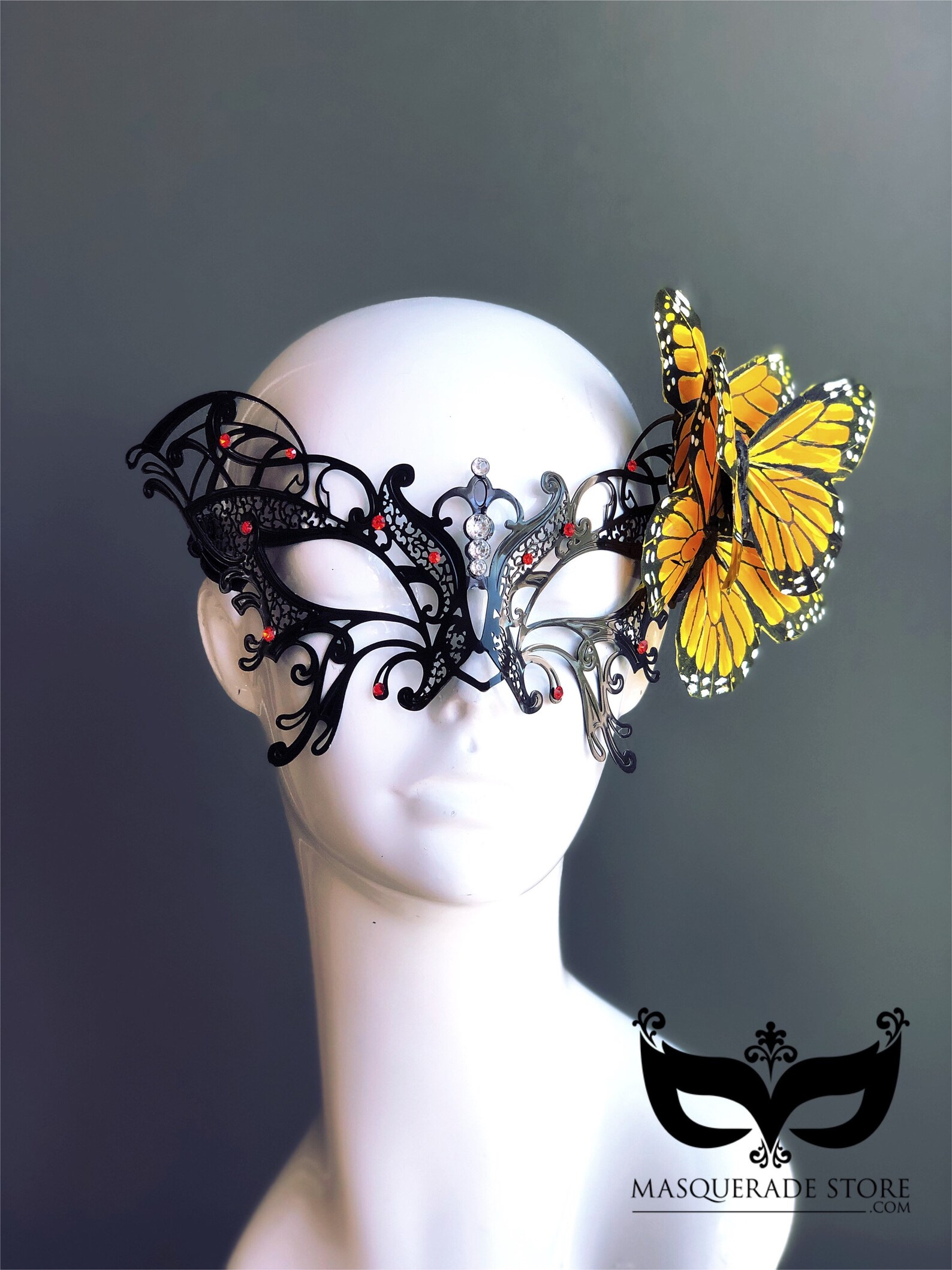 Masquerade Mask With Butterflies Black Metal Mask Butterfly - Etsy