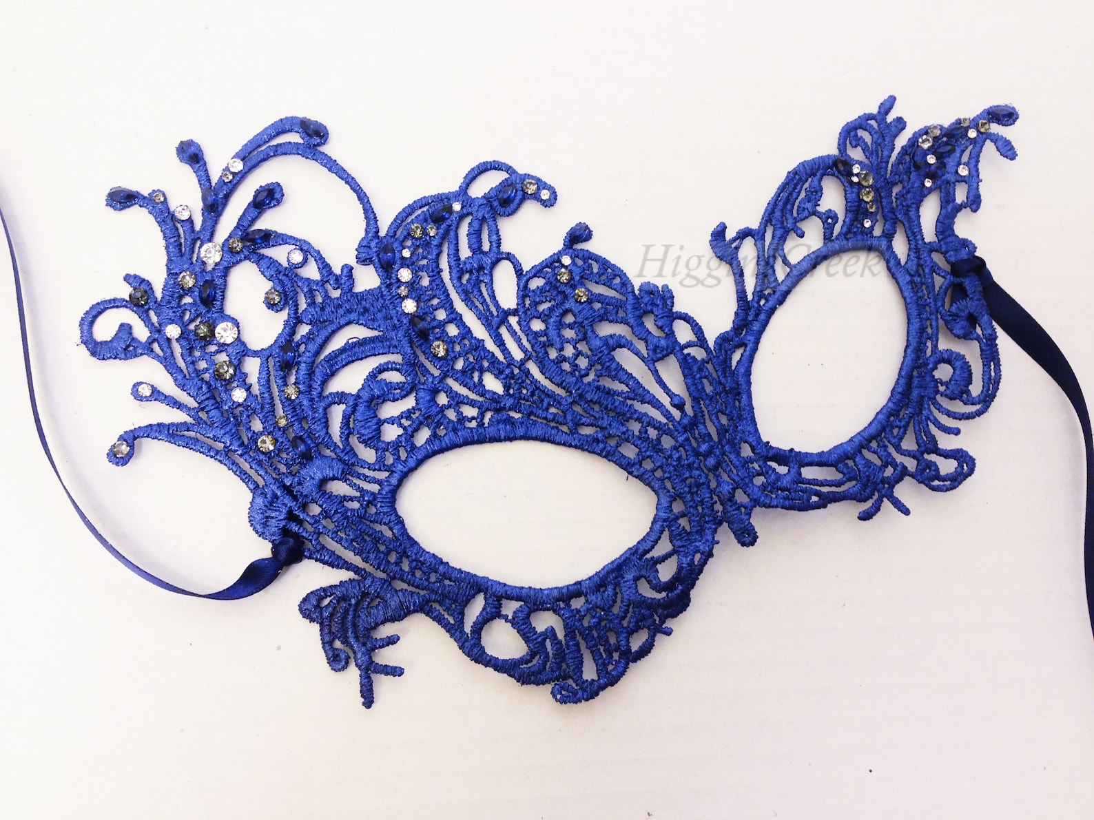 Cobalt Blue Masquerade Mask, Women's Venetian Blue Mask, Rhinestones ...