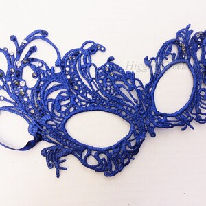 Cobalt Blue Masquerade Mask, Women's Venetian Blue Mask, Rhinestones ...
