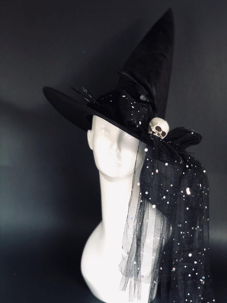 Black Witch Hat Halloween Witchcraft Hat Wizard Hat Sorcerer Hat ...
