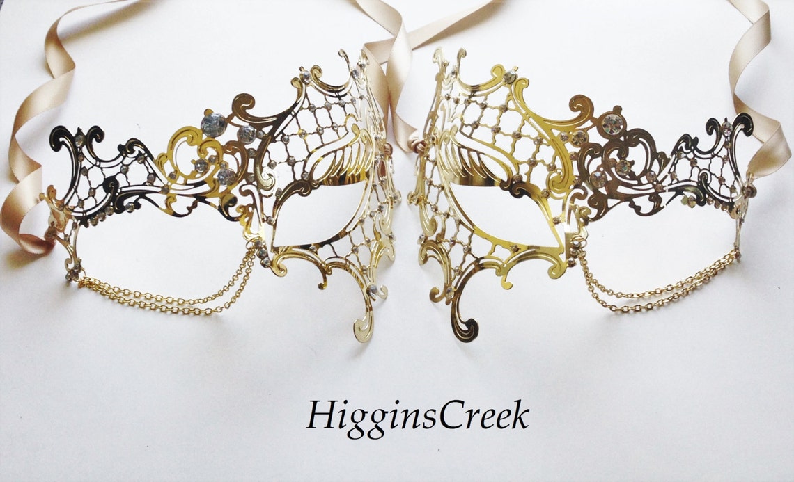 Womens Prom Masquerade Mask - Black Phantom Metal Lace - Etsy