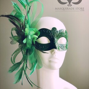 Emerald Green Masquerade Mask Women Feather Mask Elegant Party Mask - Etsy