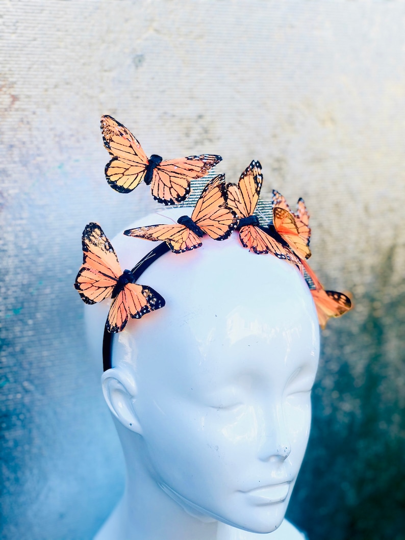 Orange Monarch Headdress Butterfly Tea Party Fascinator | Etsy
