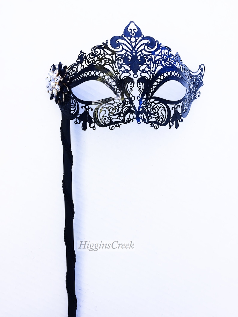 Black Stick Mask, Black Holding Hand Held Stick Masks, Masquerade Prom ...