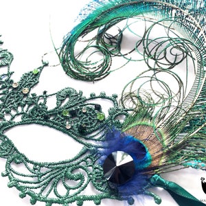 Emerald Green Peacock Feather Masquerade Mask, Womens Lace Mask ...