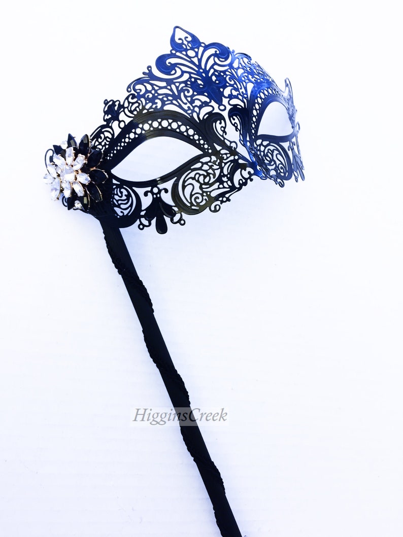 Black Stick Mask, Black Holding Hand Held Stick Masks, Masquerade Prom ...